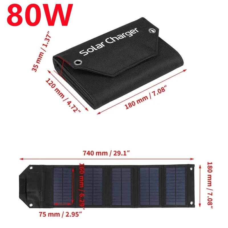 Солнечная панель 50 Вт портативная складная 80W