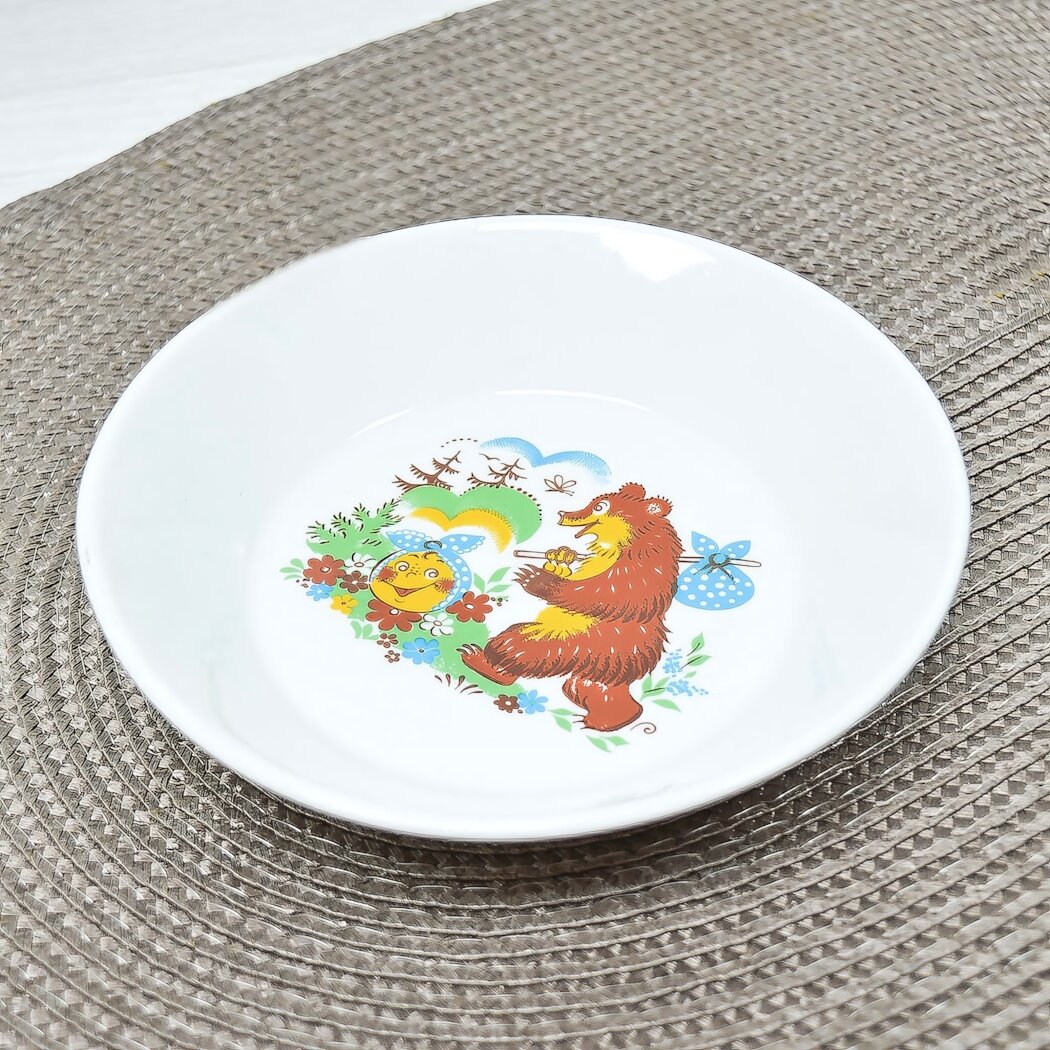 Блюдце 140мм 'Веселый колобок', фарфор, для детей, яркий дизайн