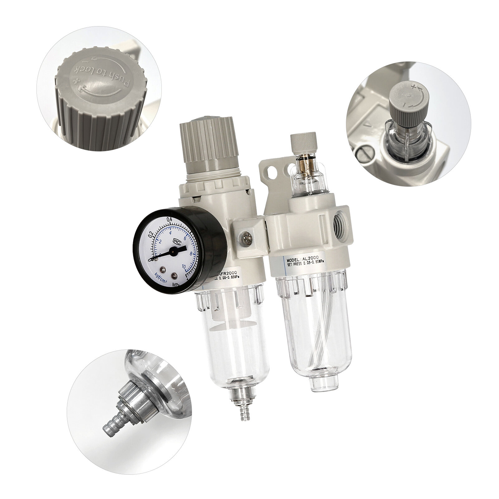 1/4" PT воздушный фильтр регулятор давления комбинированный AFC2000 сепаратор для воды и масла воздушный инструмент компрессор фильтр влагоотделитель система осушения воздуха ручной дренаж