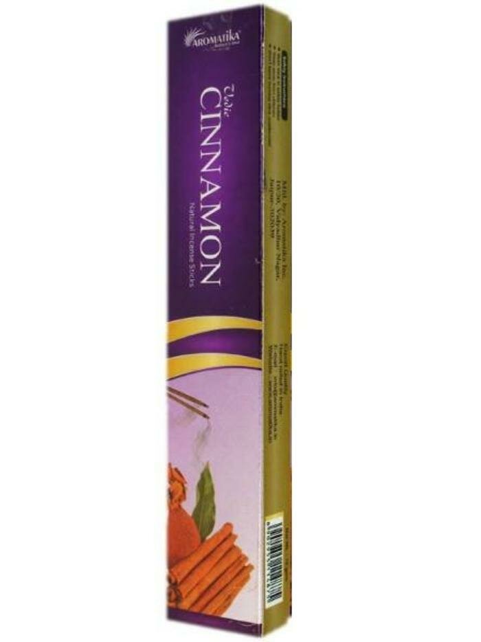 Vedic CINNAMON Natural Incense Sticks, Aromatika (корица натуральные ароматические палочки, Ароматика), 15 г.
