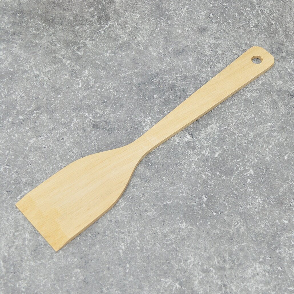 Лопатка кухонная из бука с отверстием, 27 см, для тефлоновых покрытий, устойчивая к влаге