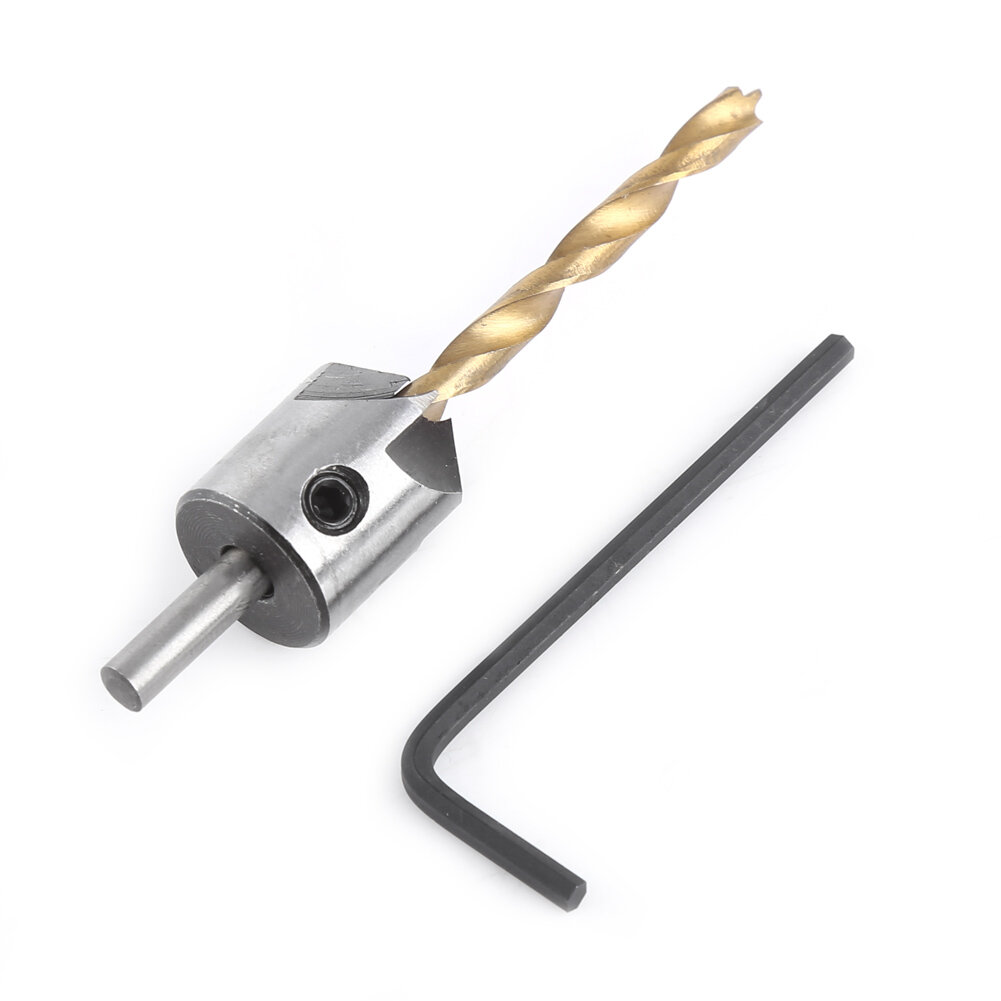 Зенковочное сверло для столярных работ и деревообработки, круглый хвостовик с шестигранным ключом (4,5 мм)