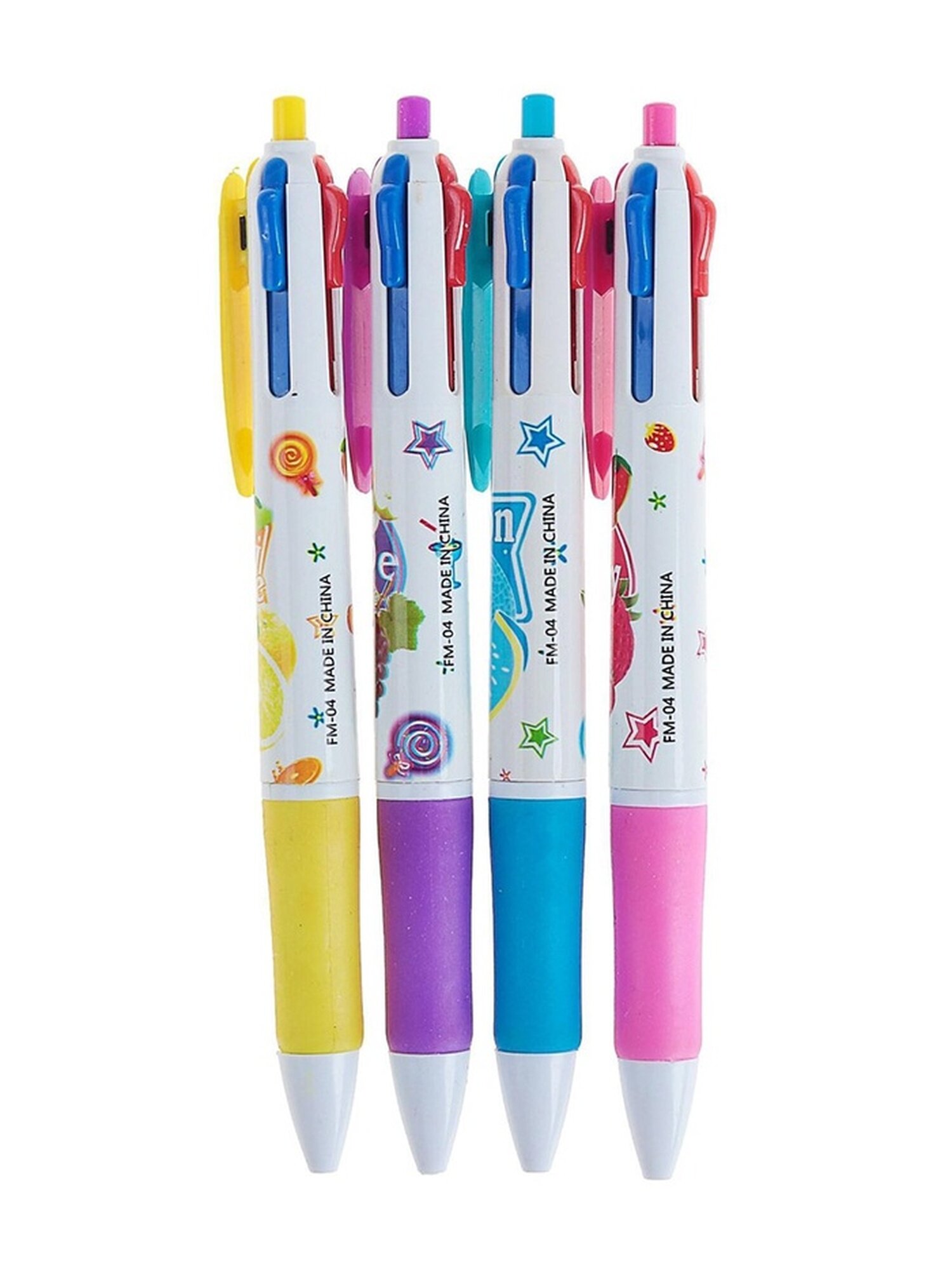 Ручка шариковая Calligrata, автоматическая, 4-х цветная, с рисунком, микс