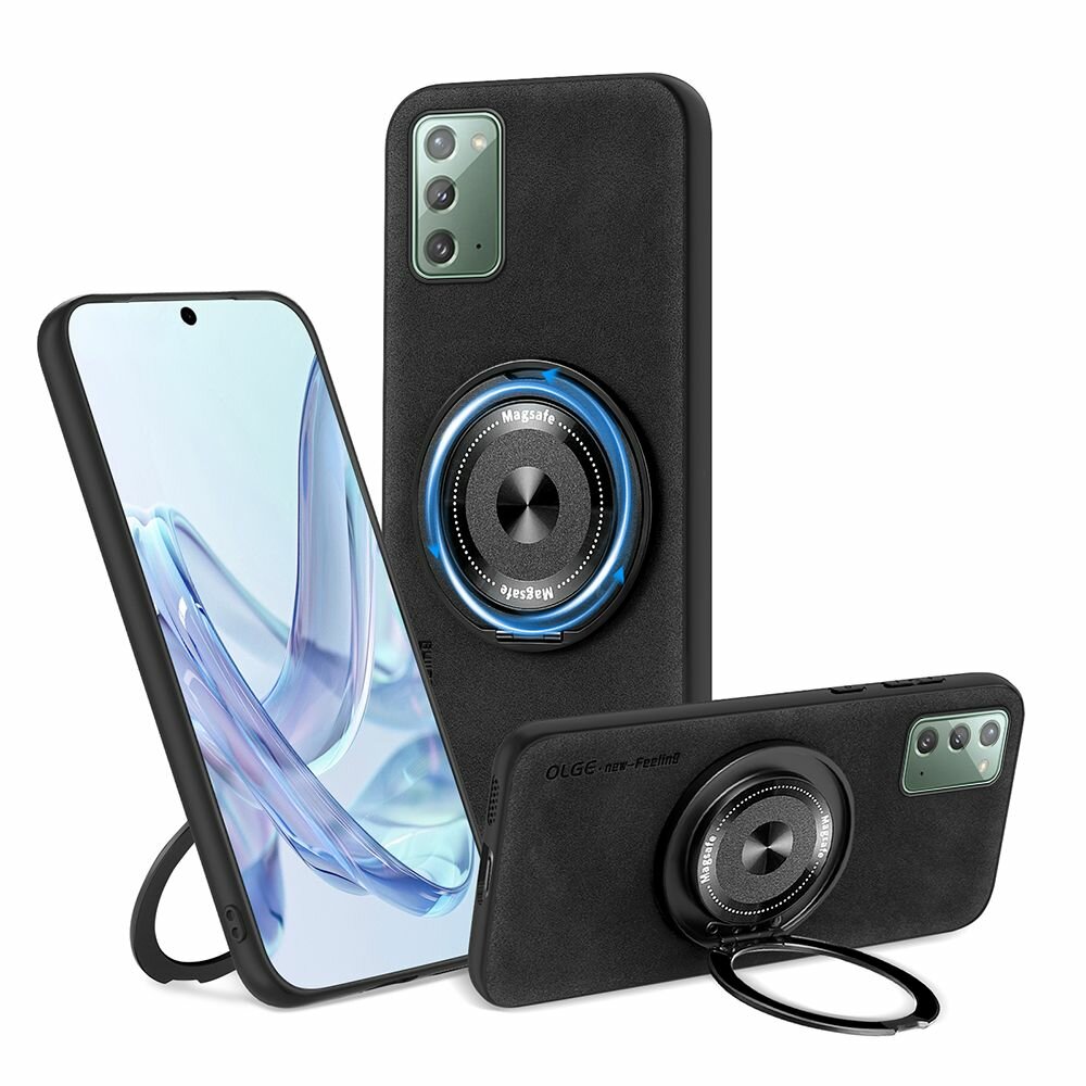 Чехол на Самсунг Галакси Ноут 20 с поддержкой MagSafe/ магсейф для Samsung Galaxy Note 20 для использования магнитных аксессуаров, противоударный, вращающееся на 360металлическое кольцо