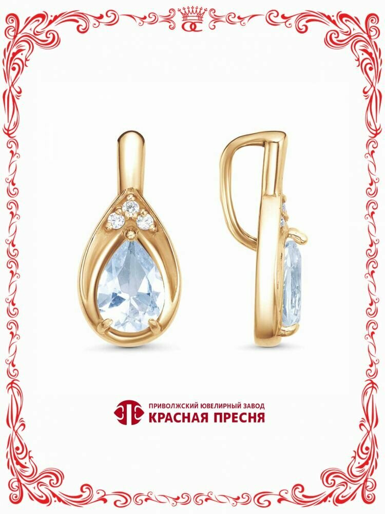 Подвеска, серебро, 925 проба, золочение, топаз, фианит