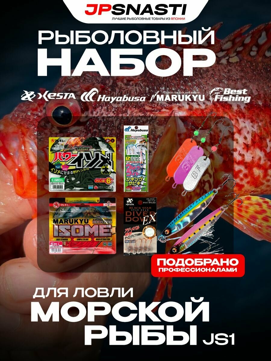 Рыболовный набор приманок для морской рыбалки с берега Японские снасти Rockfishing Set Aji, JS1