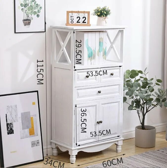 Шкаф для хранения вещей "Буфет", белый, массив дерева, 60x34x115см