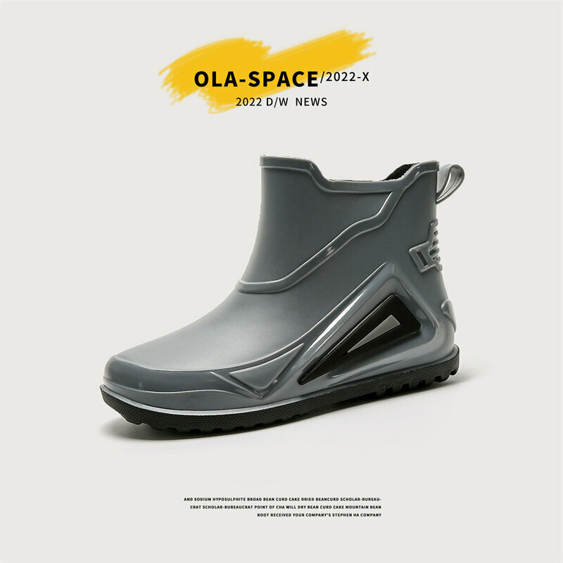 Полусапожки резиновые сапоги мужские европейский и американский стиль модные водонепроницаемые туфли для рыбалки на толстой подошве износостойкие нескользящие резиновые туфли для кухни мужскиеРазмер обуви. EU:44