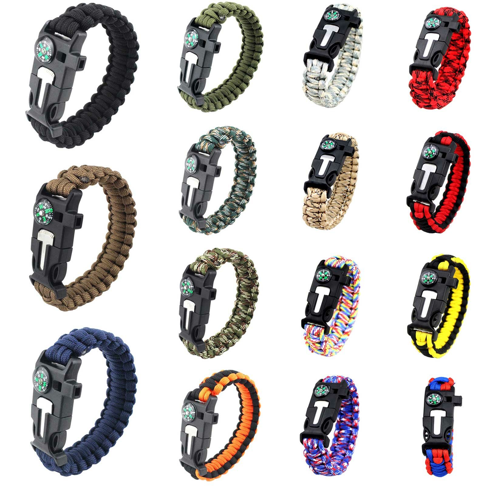 Паракордовые наручные браслеты Камуфляж Многофункциональные аварийные браслеты 5 в 1 для походов, кемпинга и альпинизма