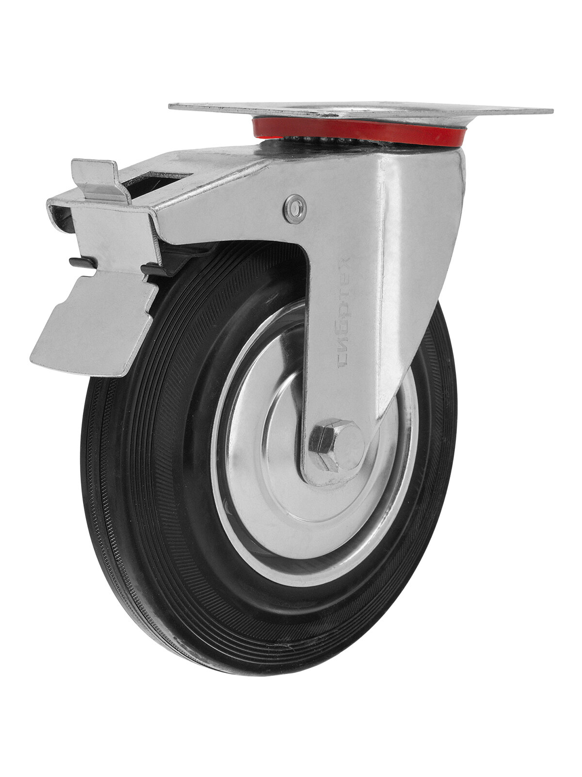 Колесо поворотное с тормозом Сибртех диаметр 160 мм, крепление  платформенное 68723