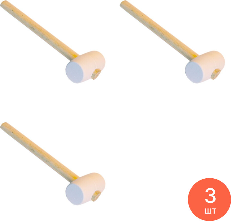 Киянка 888 с деревянной рукояткой, резиновая, бежевая, 230г / инструменты (комплект из 3 шт)