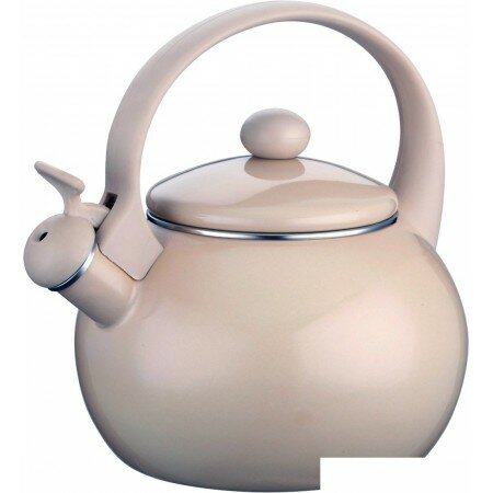 Чайник со свистком Agness Charm 934-603, 2.2 л, эмалированная сталь, бежевый