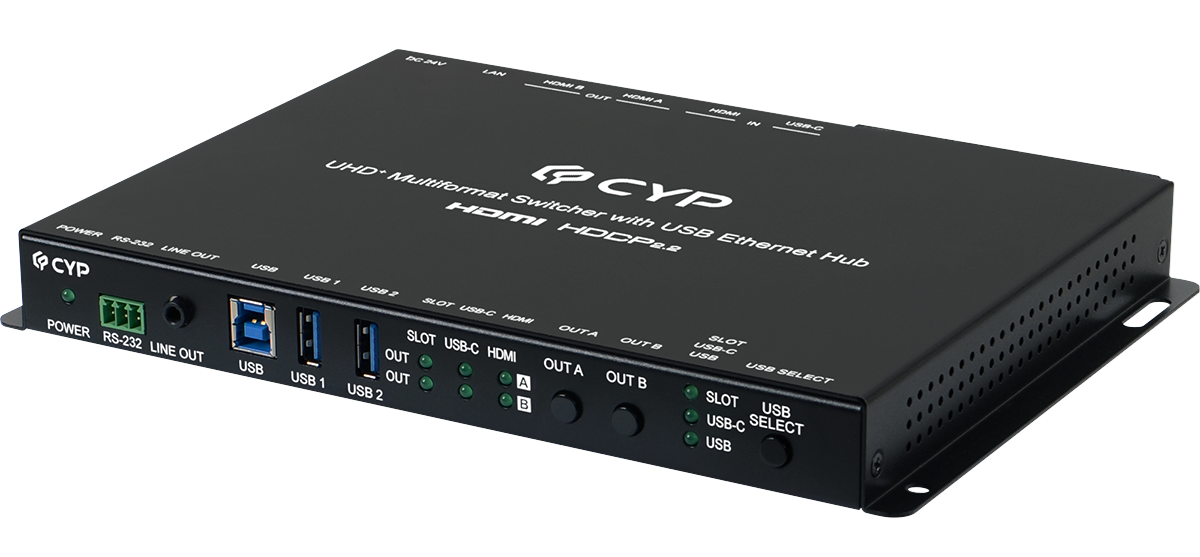 Cypress CPLUS-V32SDM- Матричный коммутатор 2х2 HDMI 4K с HDR, USB-C, HDCP 2.2 и расширенным EDID, слот для карты расширения