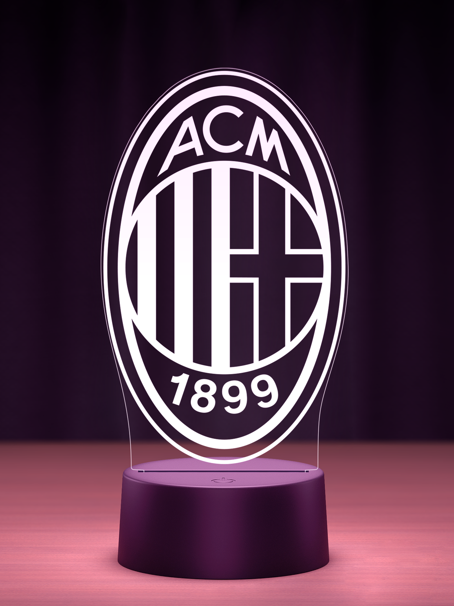 Ночник Футбольный Клуб АС Милан - AC Milan. Подарок болельщику — декор в комнату фаната футбола с клубной символикой, любимыми игроками и духом Лиги чемпионов и больших турниров.