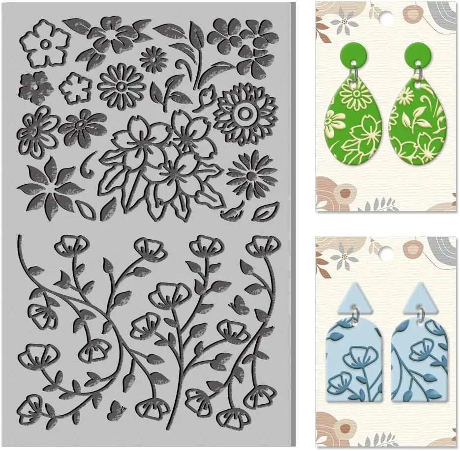 Текстурный коврик для полимерной глины Flowers and Leaves