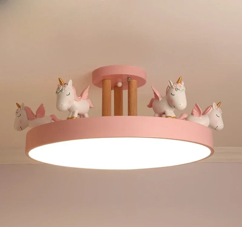 Потолочный светильник SANDYHA Единорог, Dia 50cm, Pink, 3 Colors NO RC, wood pole, Розовый