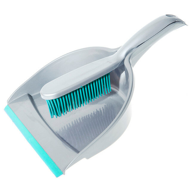 Набор для уборки: совок + сметка с резиновой щетиной пластик