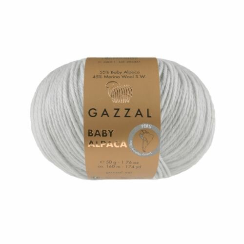 Пряжа Gazzal Baby Alpaca 46021 светло-серый (50г/160м, упаковка 5 мотков)