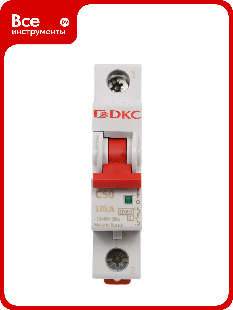 Автоматический модульный выключатель DKC YON MD63-1C50-10 с DIN‑рейковым монтажом, серым корпусом и защитой