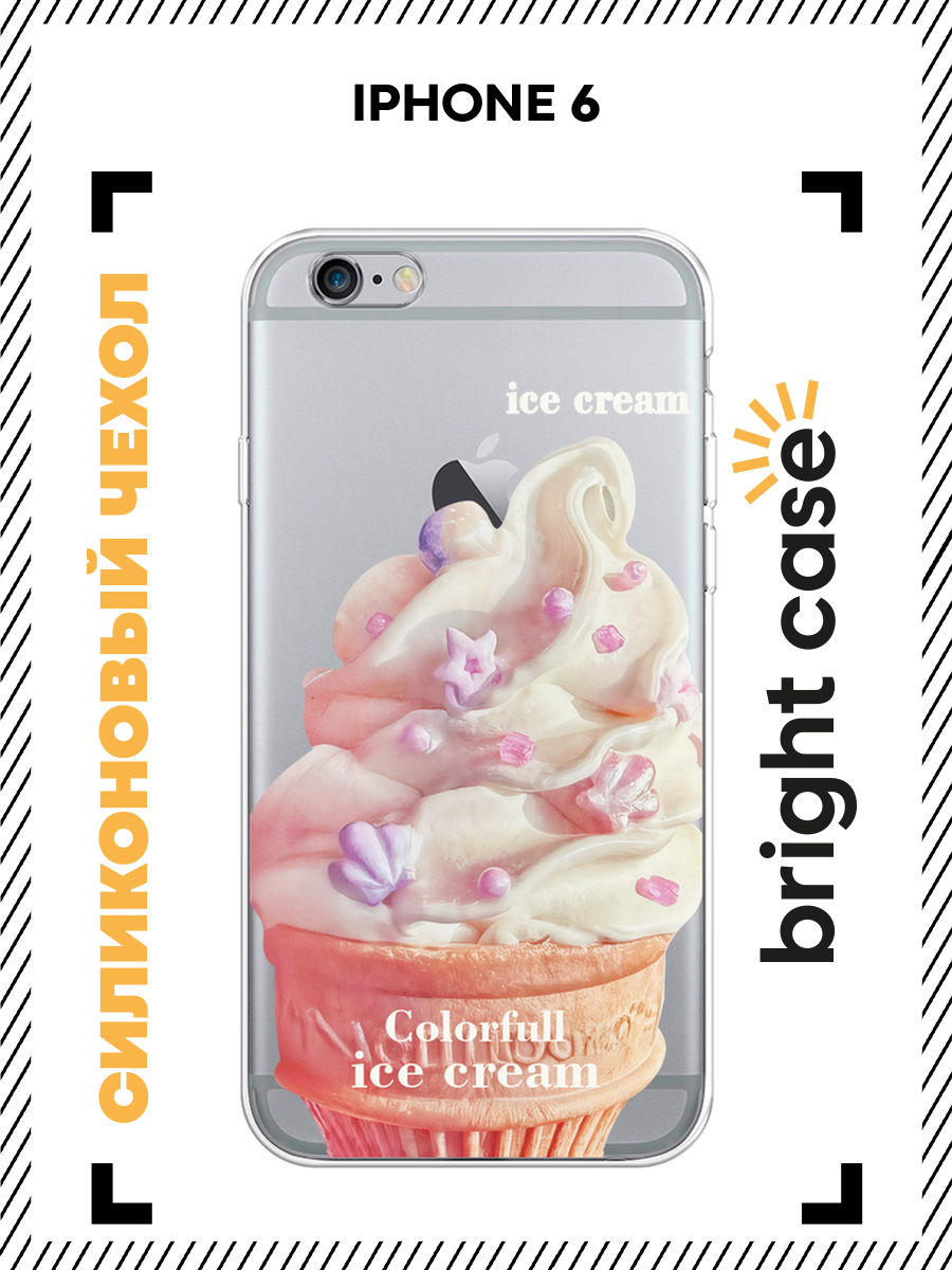 Чехол на Apple iPhone 6/6S / Айфон 6/6S с принтом Разноцветное мороженное, прозрачный