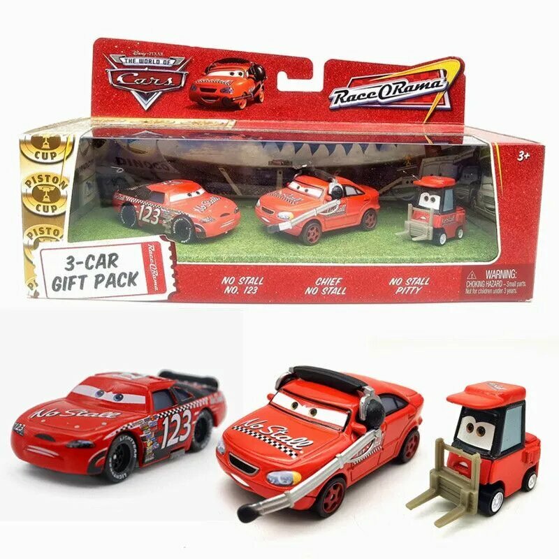 Disney Pixar Cars Race O Rama 3-Car Gift Pack Набор Из 3-х Литых Металлических Автомобильных Игрушек
