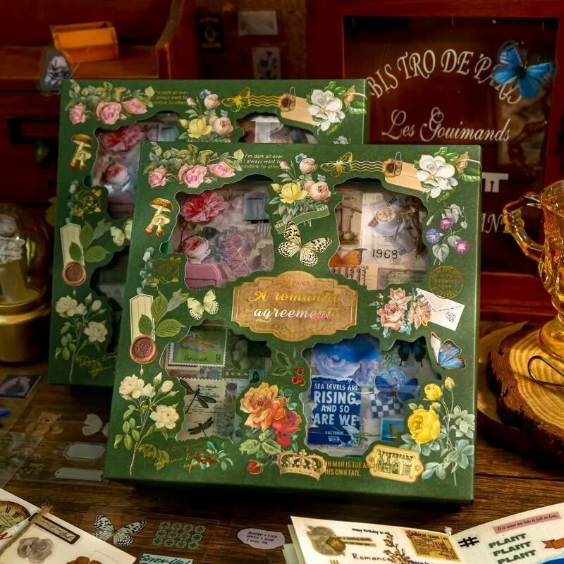 Набор наклеек, Mr.Paper, ПЭТ материал Винтажный стиль Многоэлементный узор Материалы для творчества своими руками 100 листов/коробка