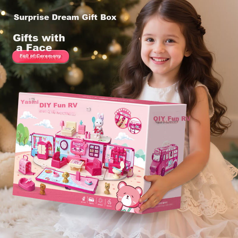 AoZhiJia Children's Girls Pretend Play Toy 3-6 Years Old Castle Toy Princess House Bedroom Bus RV Birthday Gift