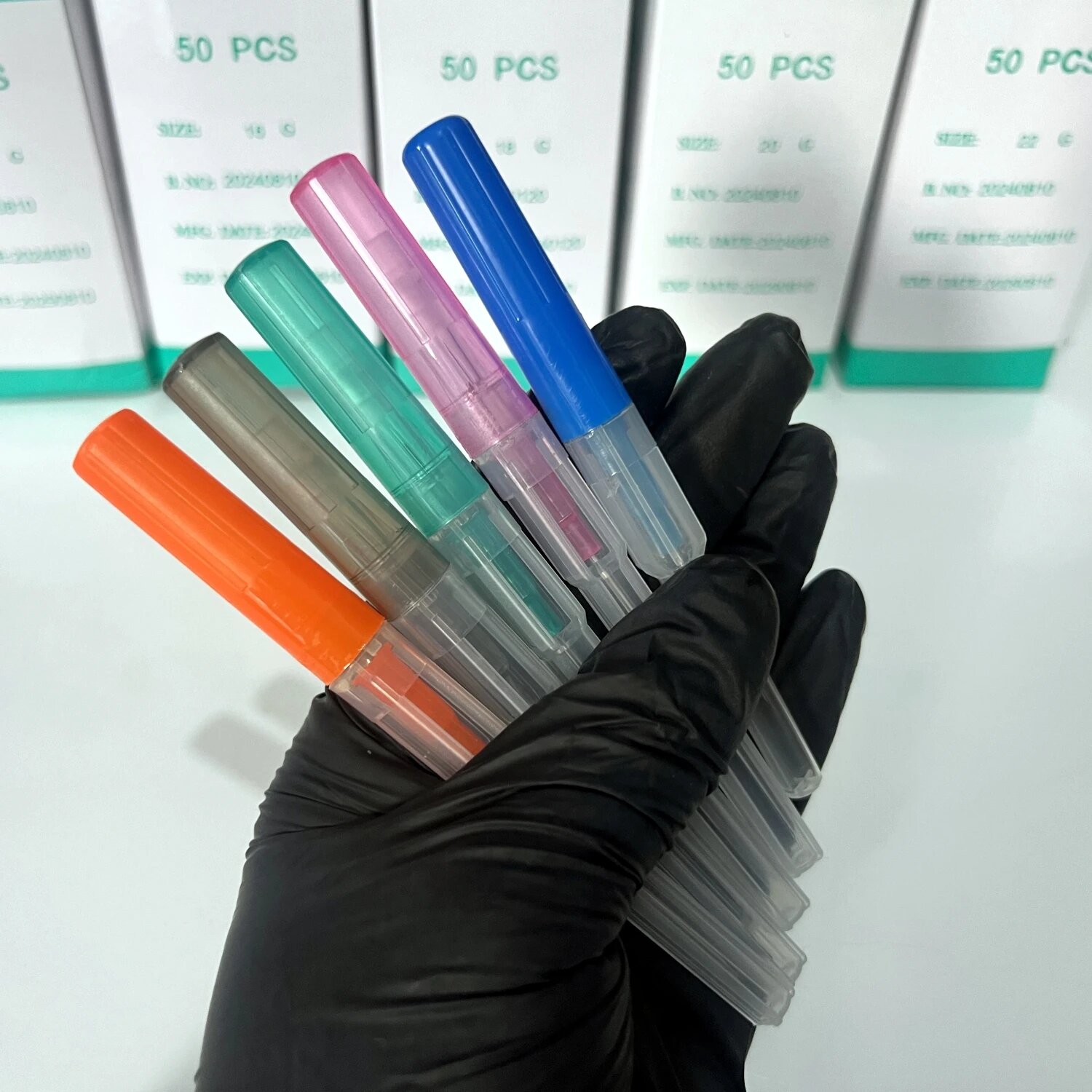 Иглы для пирсинга YRYTAT 50 шт, хирургическая сталь, 14G 16G 18G 20G 22G Orange 14G 50PCS