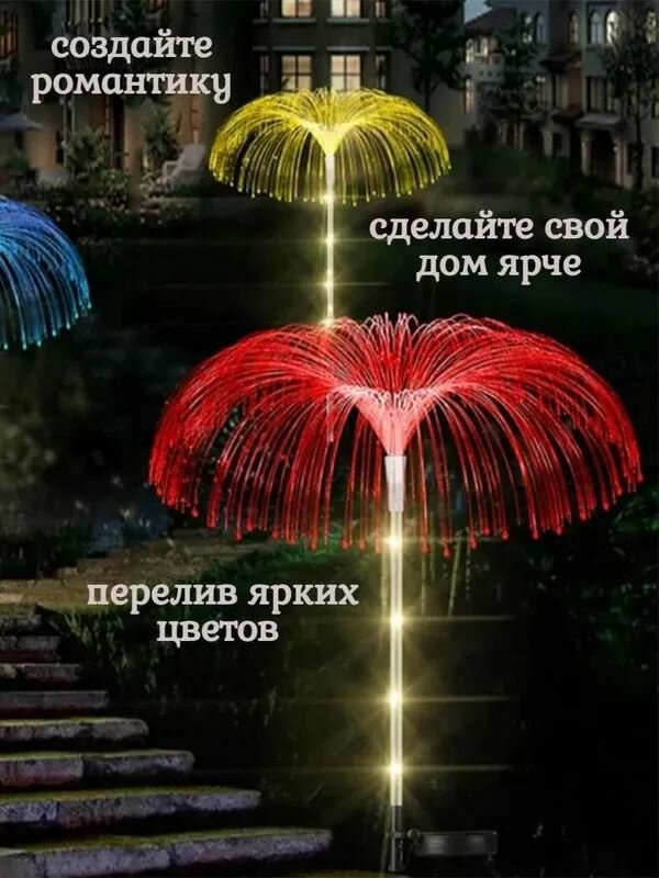 Светильник садовый на солнечной батарее с переливающимися светодиодами 7 цветов уличный фонарь для ландшафтного дизайна, автономное освещение сада, двора и террасы