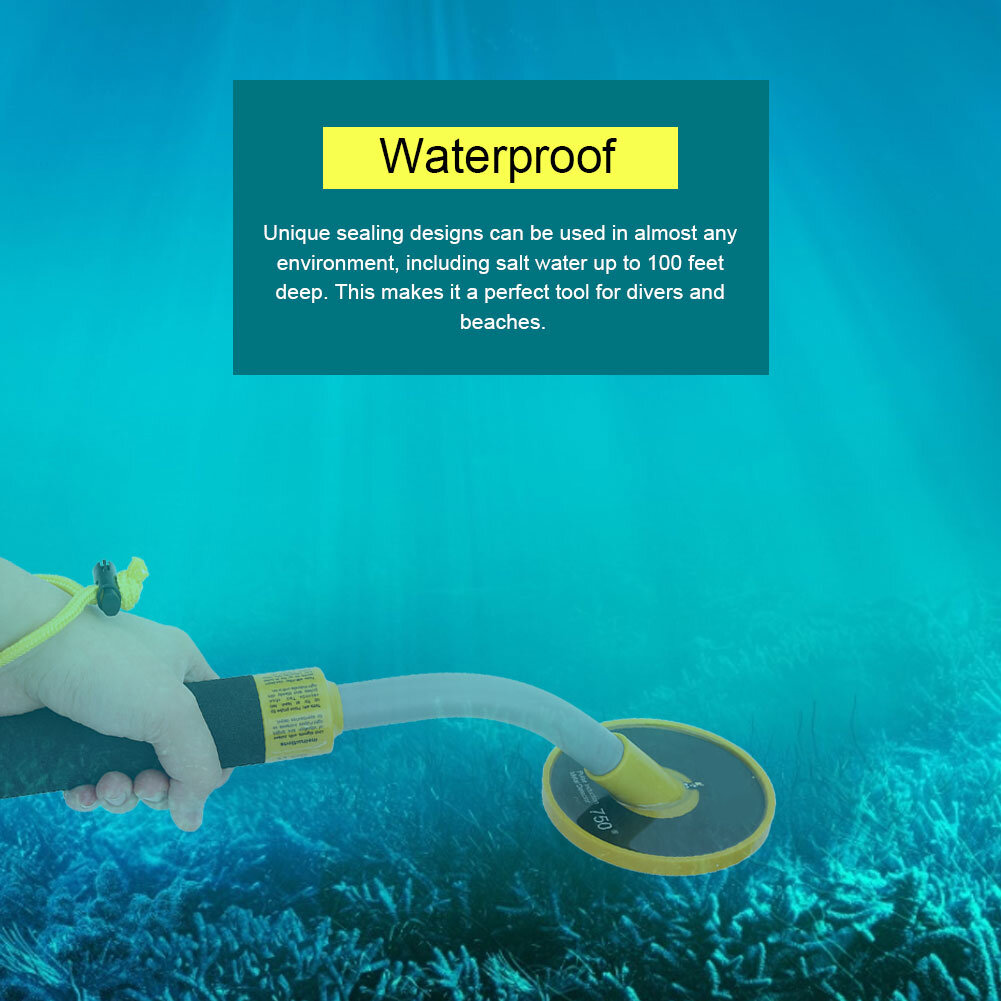 PI750 Подводный металлоискатель Ручной 100-футовый водонепроницаемый импульсный индукционный металлоискатель