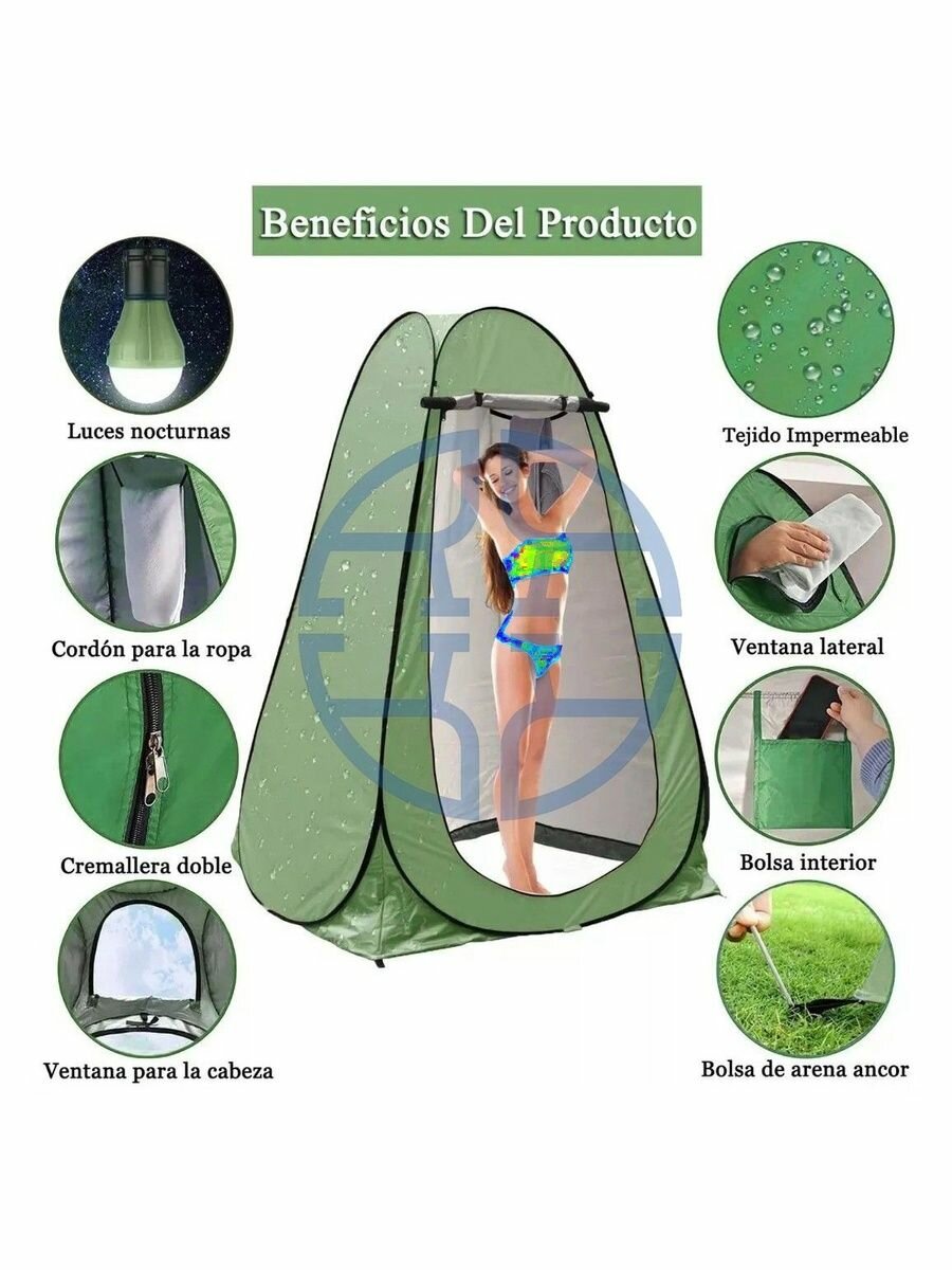 Автоматическая палатка душ/туалет/раздевалка походная BMJBT001 1,2х1,2х1,95 м с двумя окнами зеленая, тент кемпинговый, палатка-кабинка, туристический душ, походный туалетwu