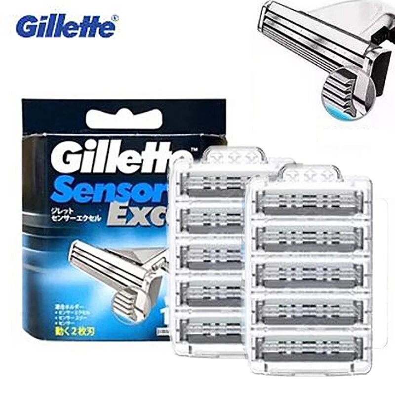 Сменные Лезвия Gillette Excel Для Мужских Бритв, 2-ступенчатые Лезвия Из Нержавеющей Стали