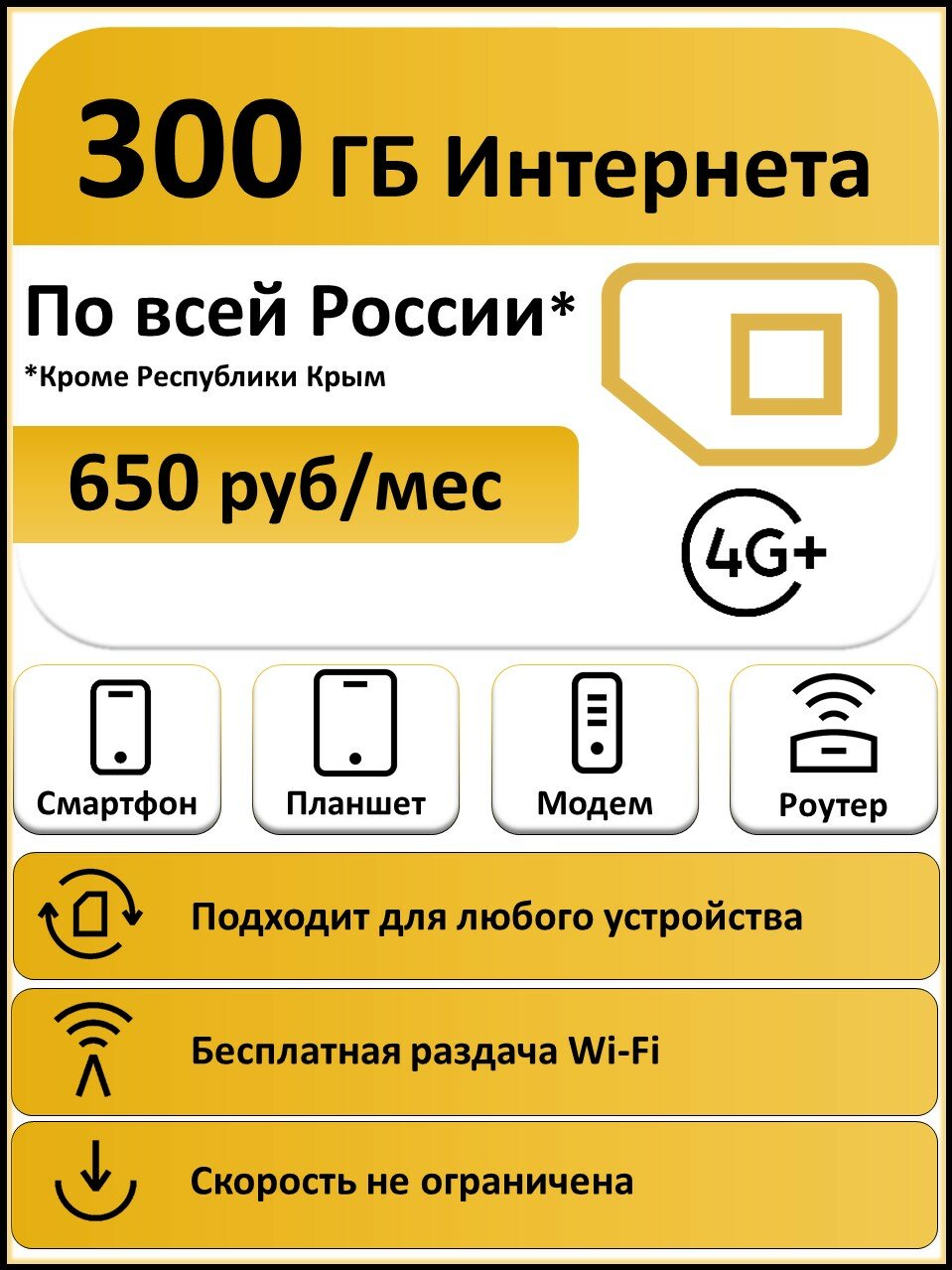 Тариф Интернет 300 ГБ Билайн