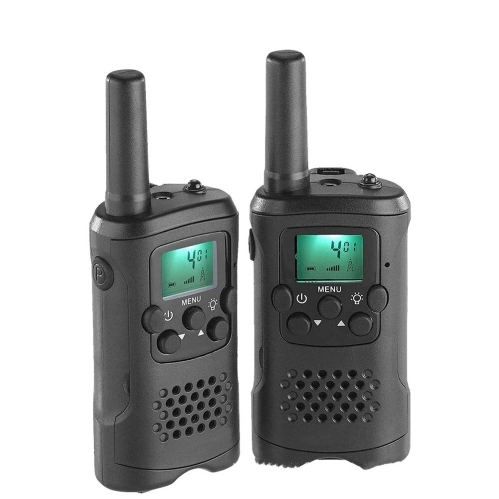 T48 Kids Walkie Talkies 2 -Pack - 6 км детская образовательная игрушка с 22 каналами, ночным освещением, 10 тонов вызовов и поясом (батареи AAA не включены)：Black