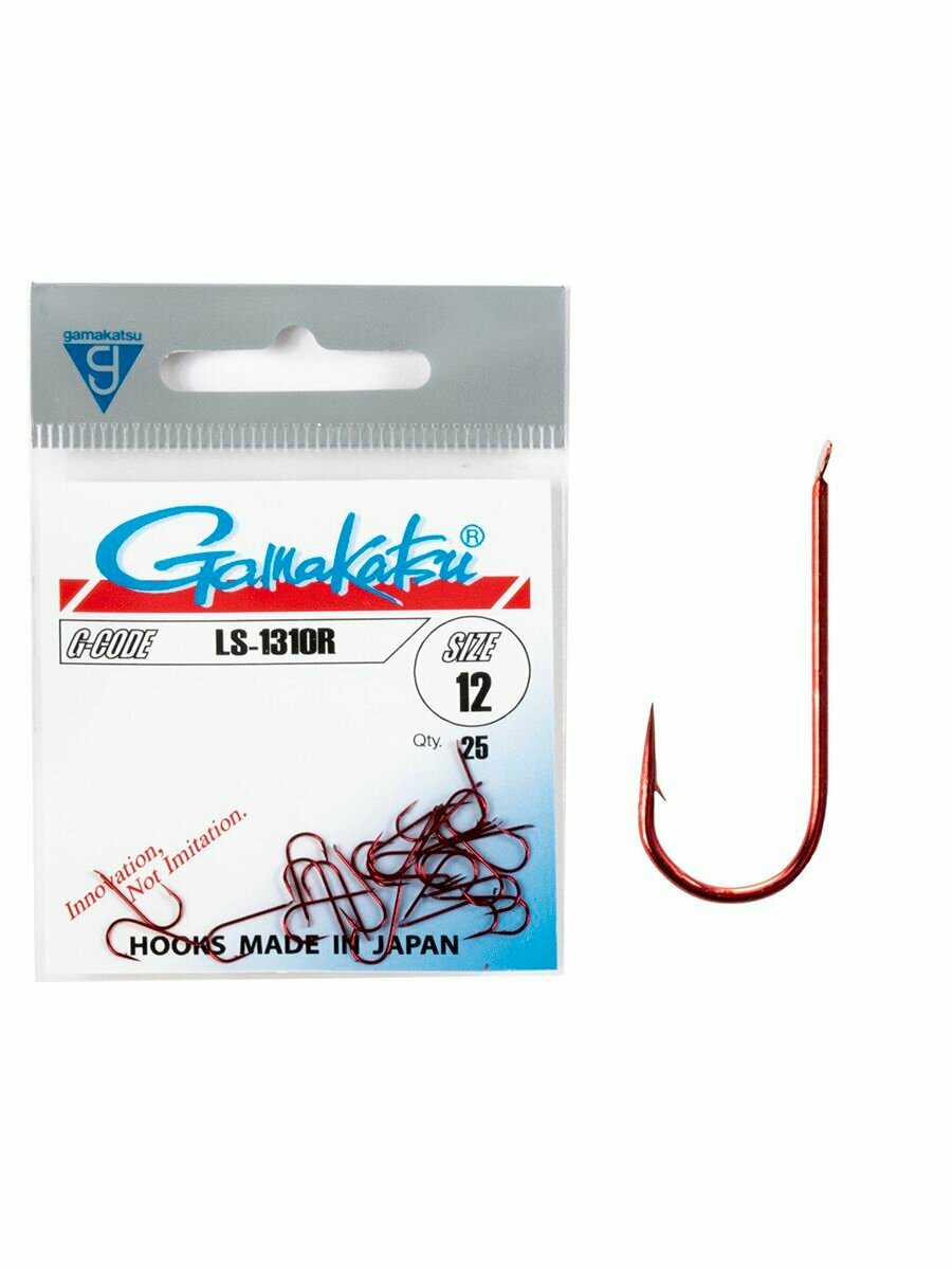 Крючки Gamakatsu LS-1310R HOOKS RED размер 12 (упк.25шт.)
