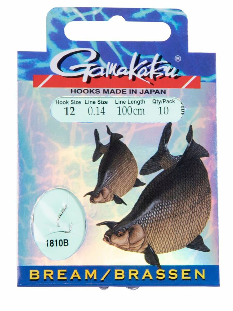 Крючки с поводком Gamakatsu Booklet BR. FEEDER 1810B размер 12/0, 14мм 100см (упк.10шт.)
