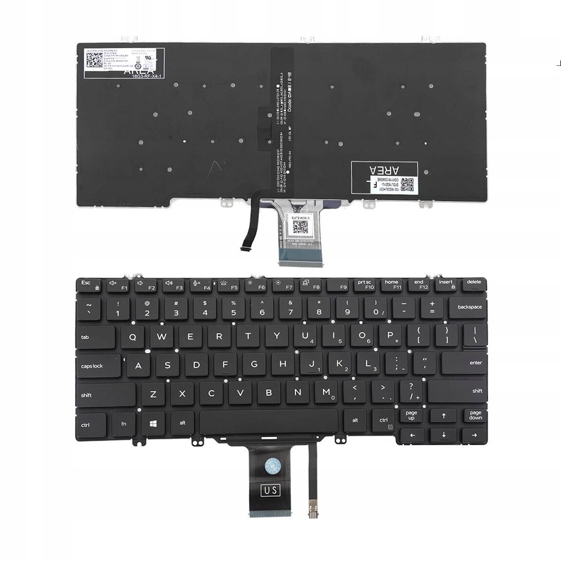 Клавиатура для ноутбука Dell Latitude 7300, 5310, 5300, чёрная, без рамки, с подсветкой