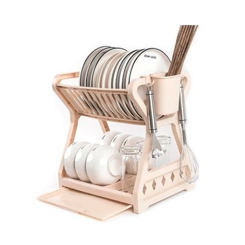 Посуда сушилка вешалка 2 - этажный набор дренажных панелей с посудой полки стакан дренажная доска поддон для кухонной стойки экономящие пространство кухонные аксессуары