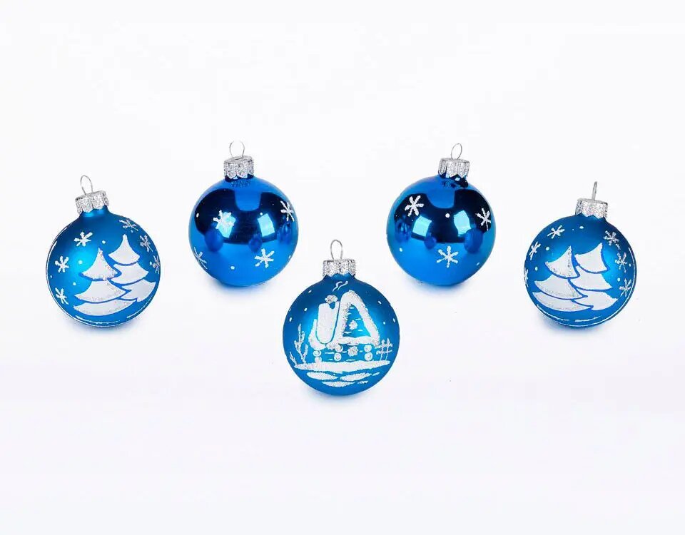 Набор стеклянных шаров морозко, синий, 5*62 мм, Елочка