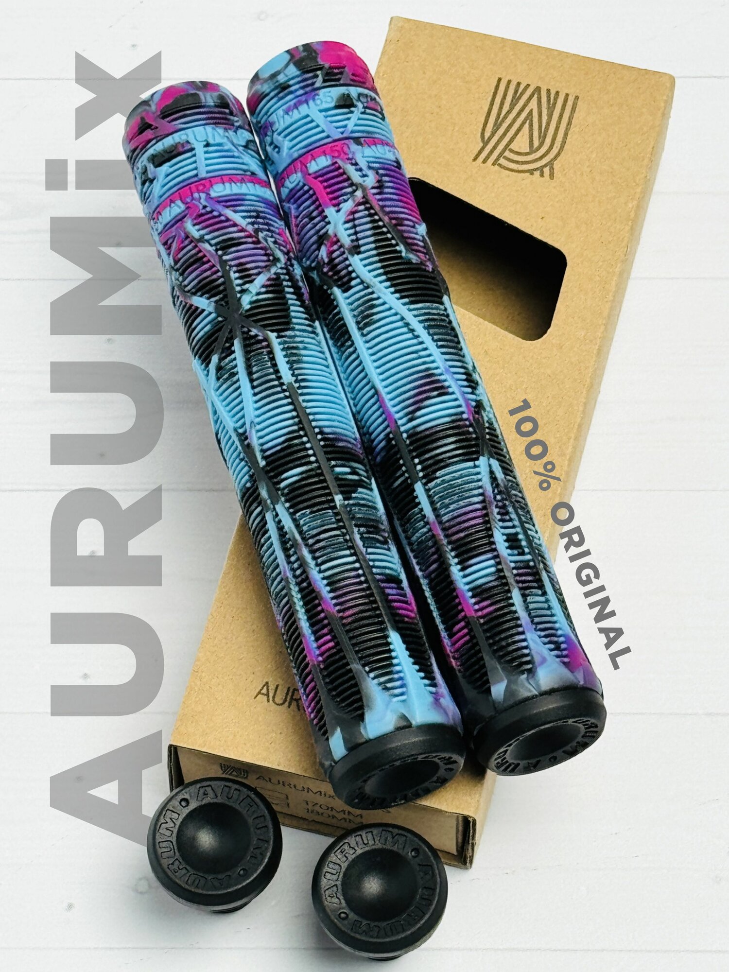 Грипсы AURUMix One Eighty 180мм Черный/Розовый/Голубой