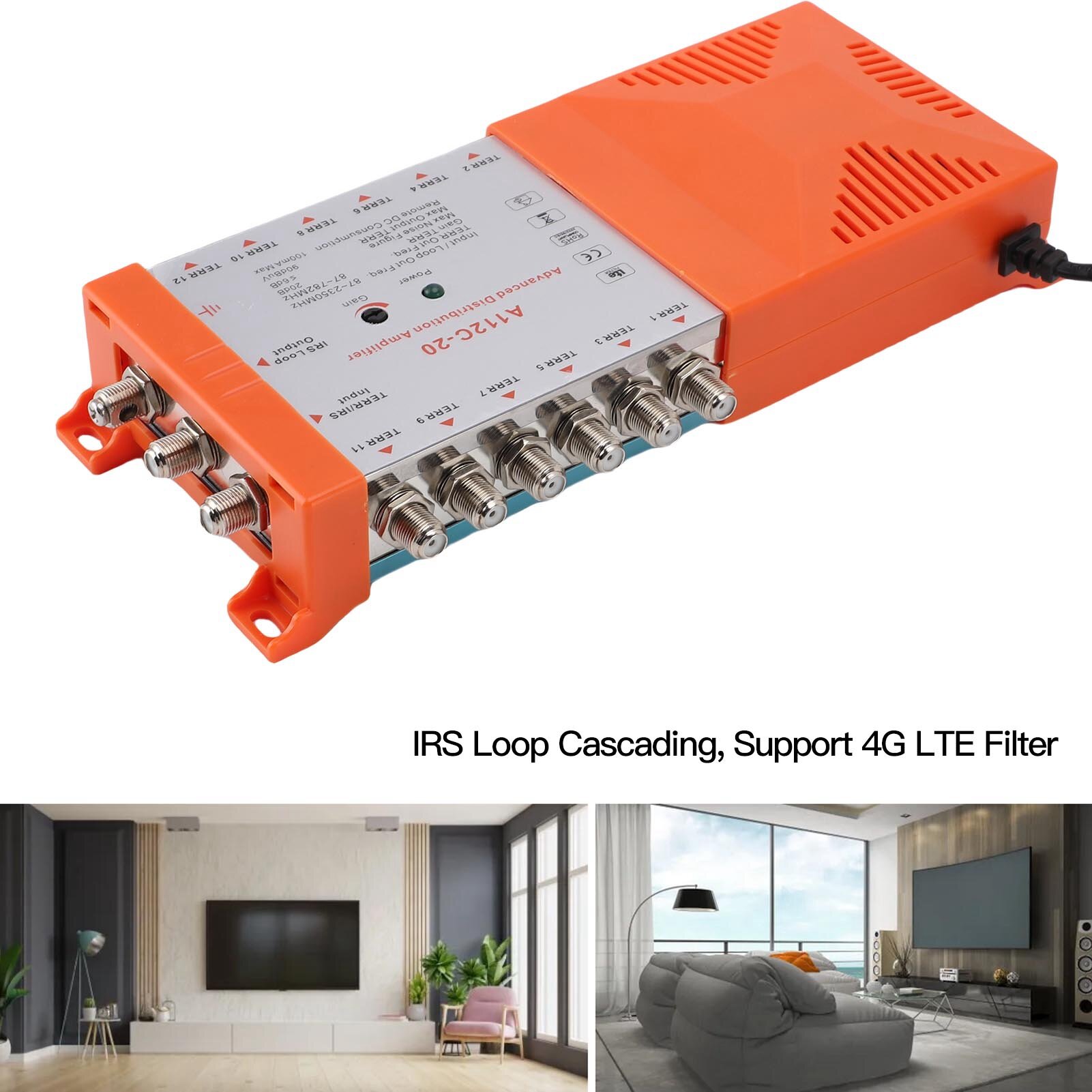 12-канальный усилитель-распределитель IRS Loop каскадный разветвитель для ТВ CATV система поддержка 4G LTE фильтр EU вилка 200-240 В