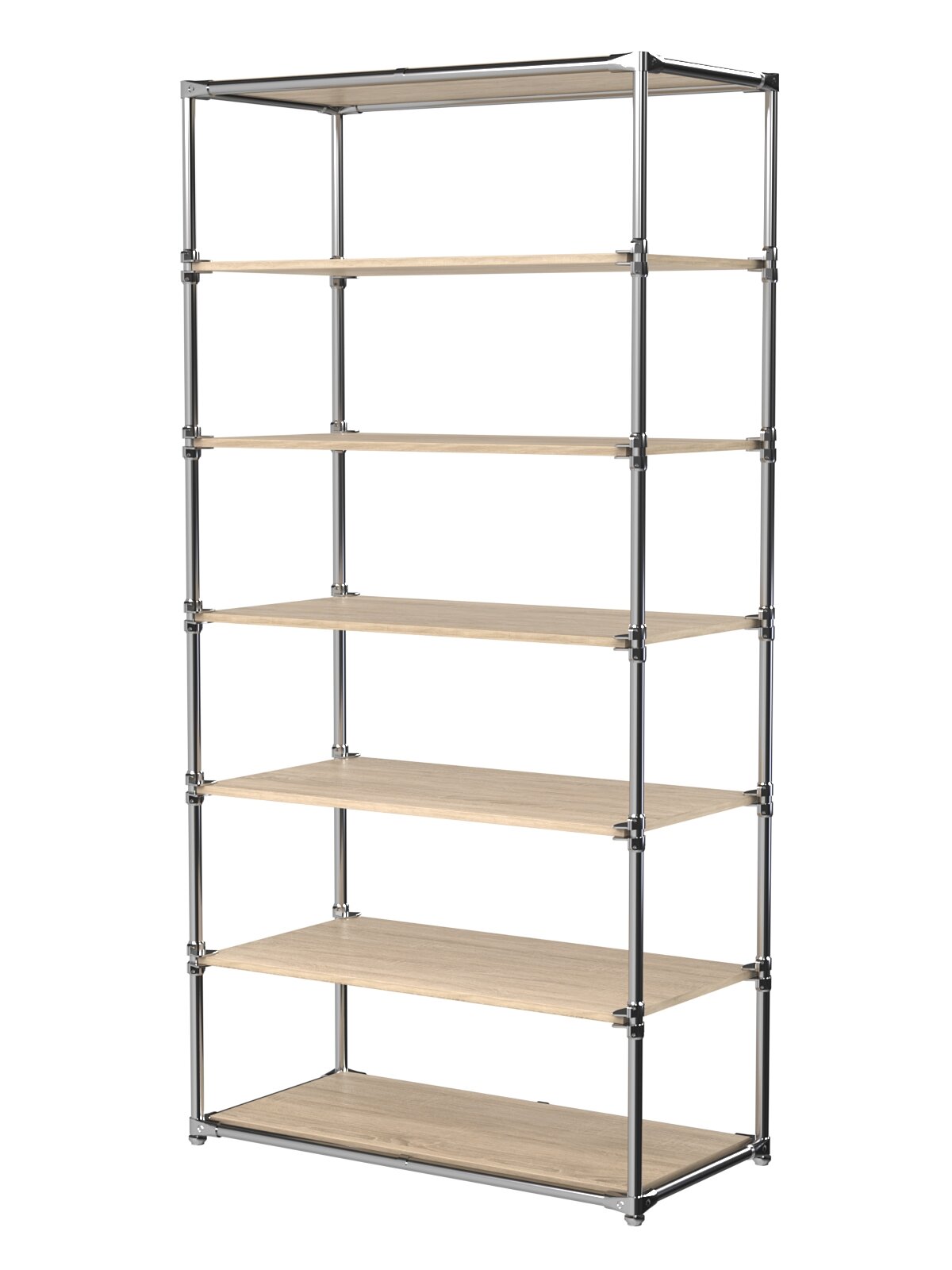 Пристенный торговый стеллаж лайт с глубокими полками ДСП №4, Дуб Сонома