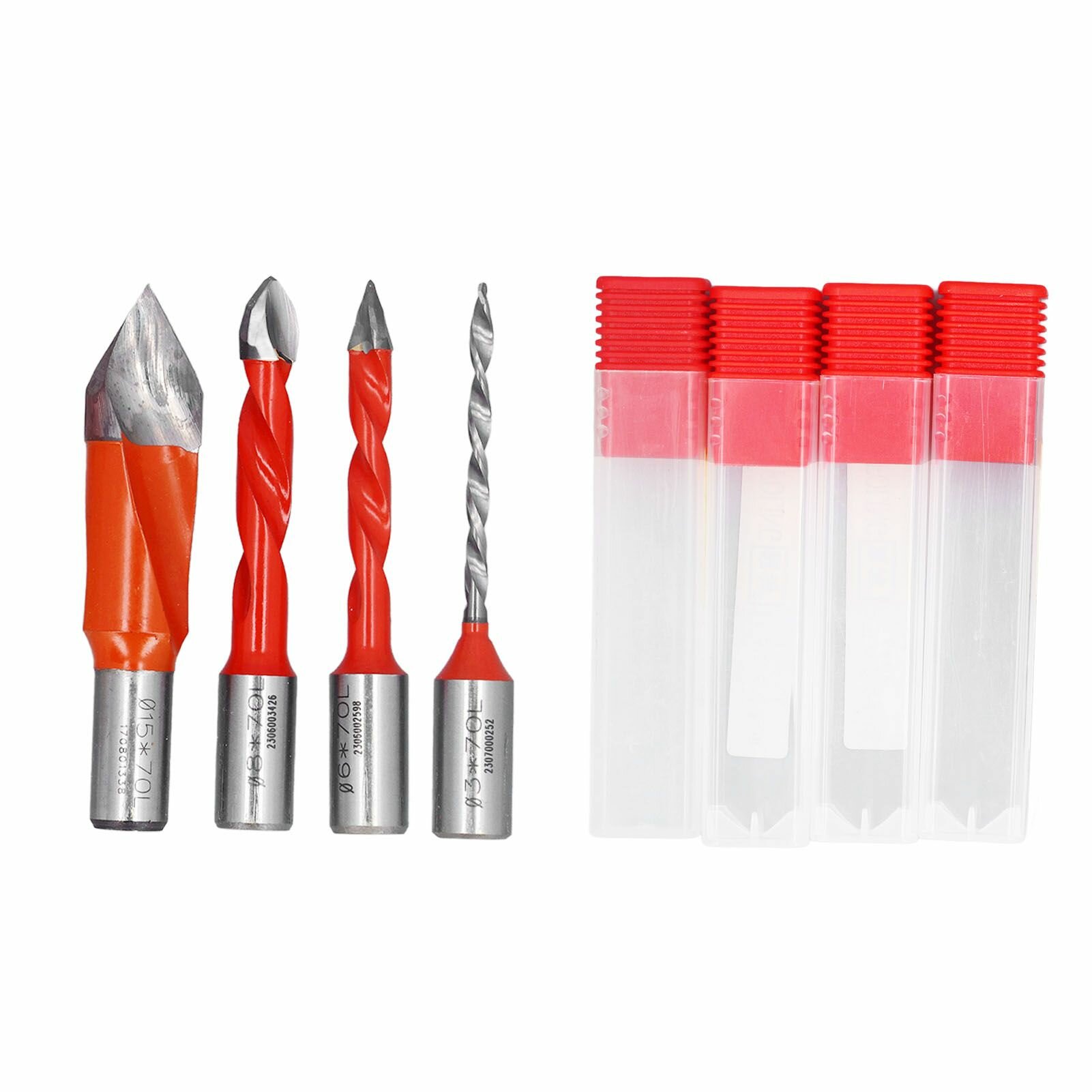 4шт Фрезерные сверла 3-15мм с 2 канавками