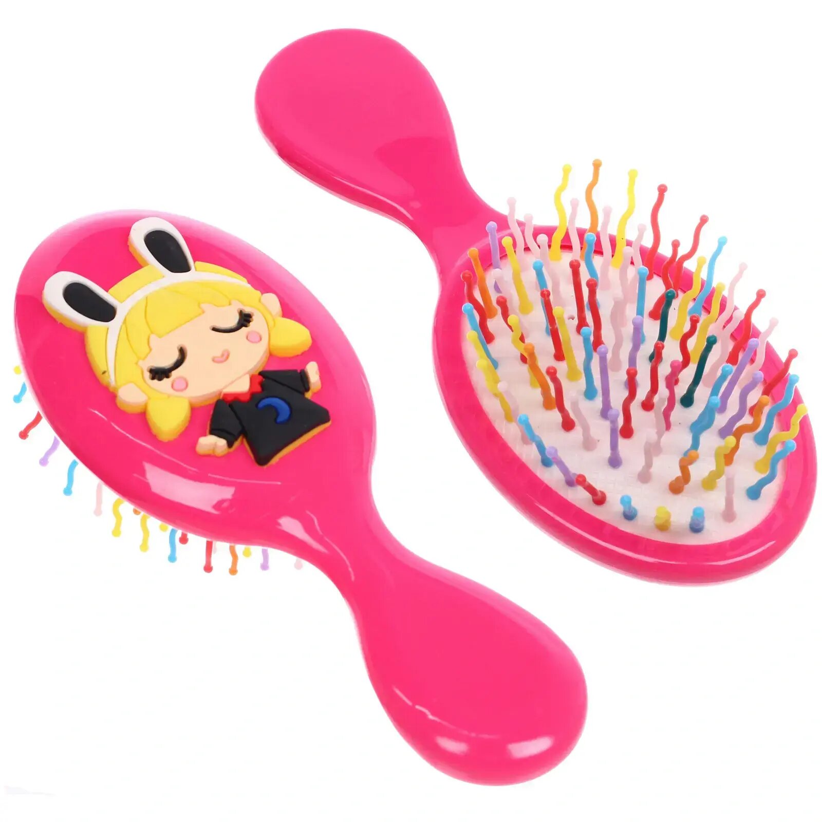 Расчёска массажная детская «Little darling», ярко-розовая, 13,8х6см, удобная