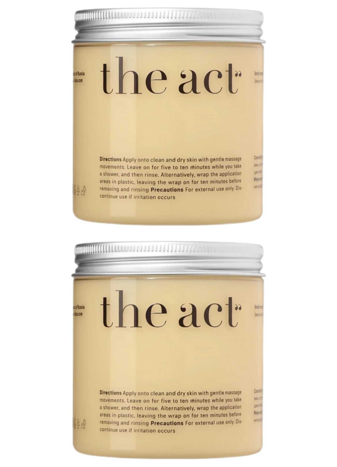 Моделирующая маска-обертывание The Act, для тела с планктоном и камфорой, 250г, 2 штуки