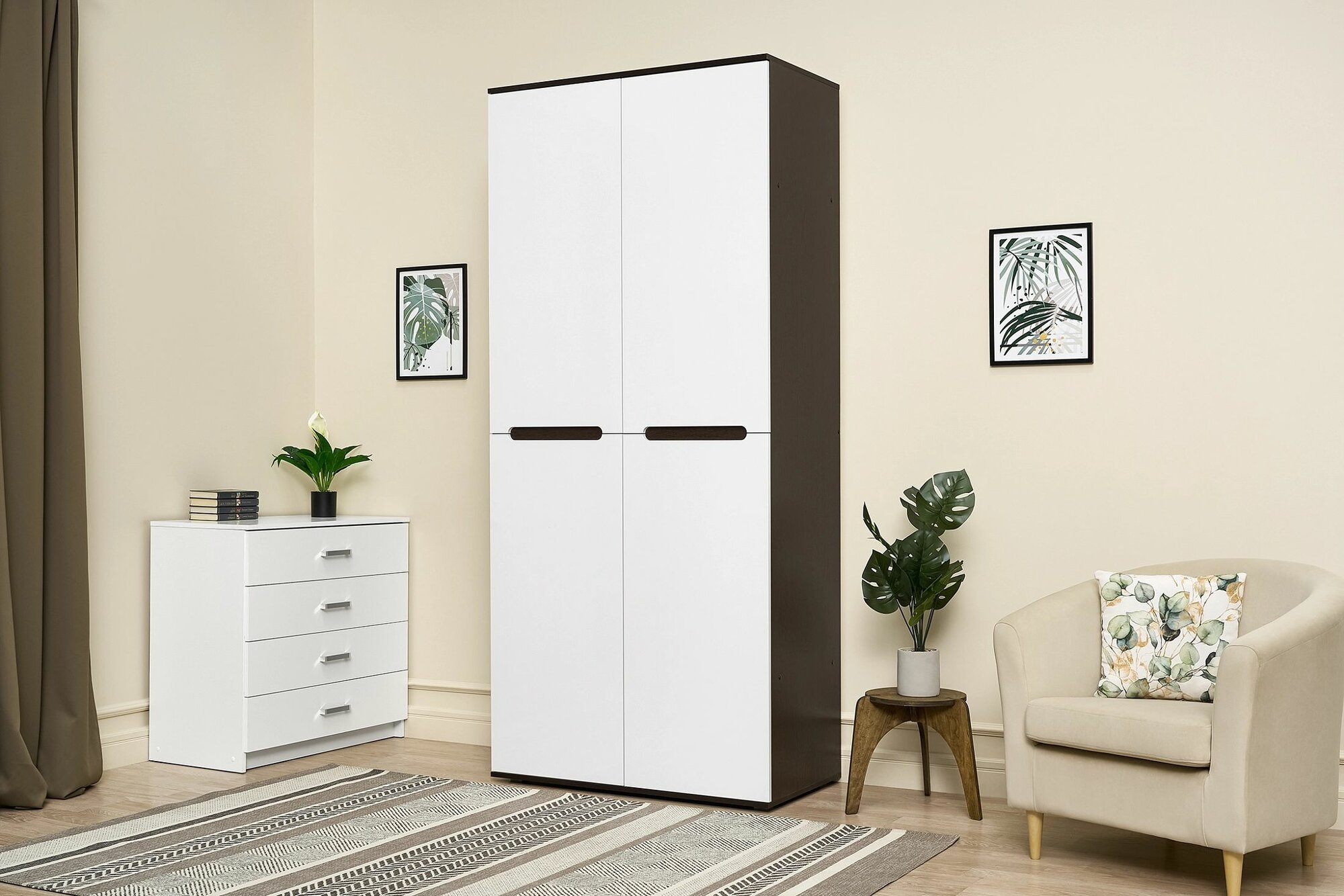 Ким Шкаф 2-х створчатый (Белый глянец холодный/венге)