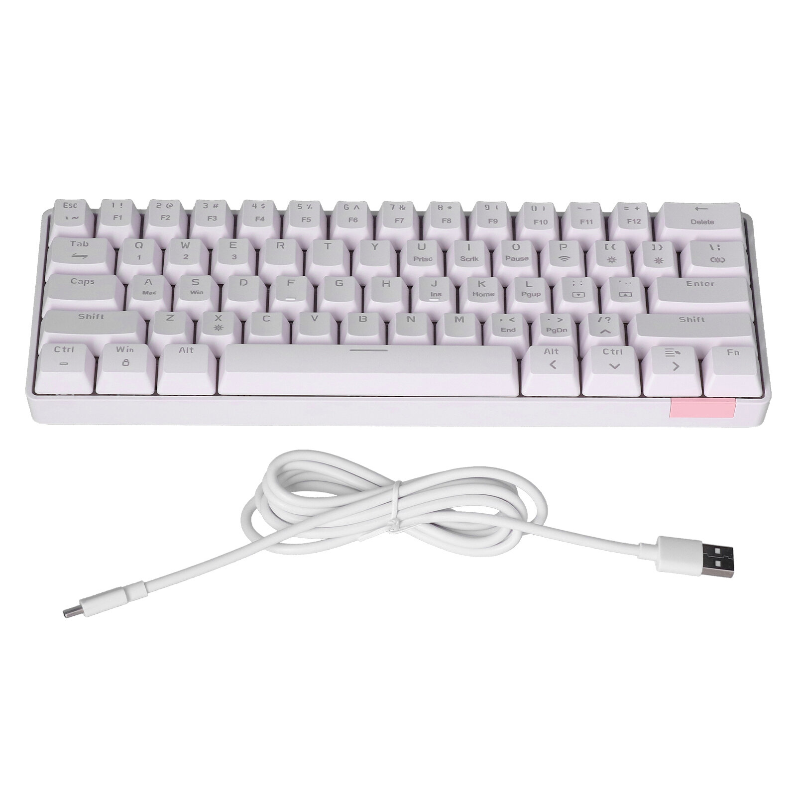 Беспроводная клавиатура 12 эффектов подсветки PBT 61 клавиша Стабильная передача Белое нажатие