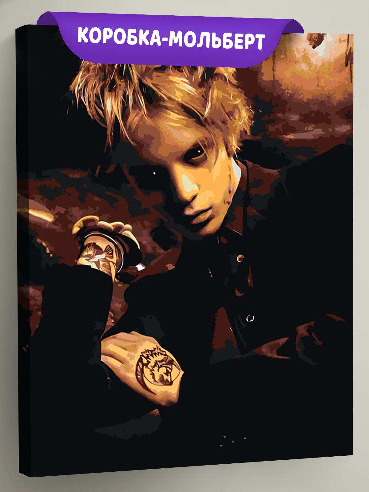 Картина по номерам на холсте с подрамником "Рэпер Фараон Pharaoh: портрет монохром" Раскраска 40x50 см, Музыканты