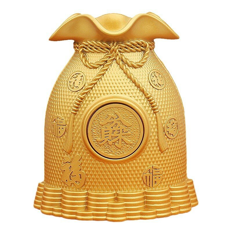 Копилка для монет Golden Wealth Bag Home Piggy Coin – копилка из сплава с китайскими символами, украшение для подарка по фэн-шуй для бизнеса или новоселья, 6,7 x 8 см