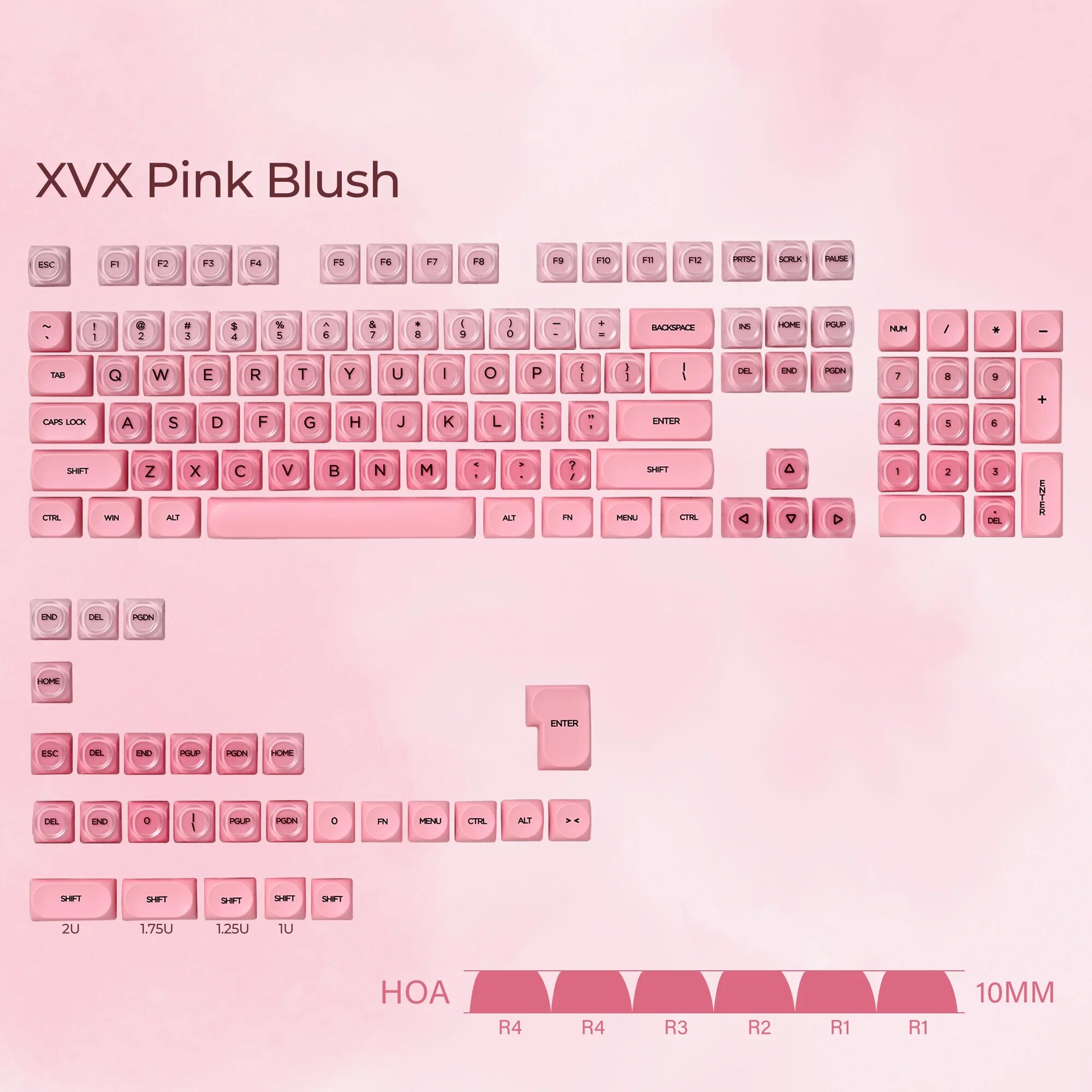 XVX Pink Blush кейкапы для механической клавиатуры 75%